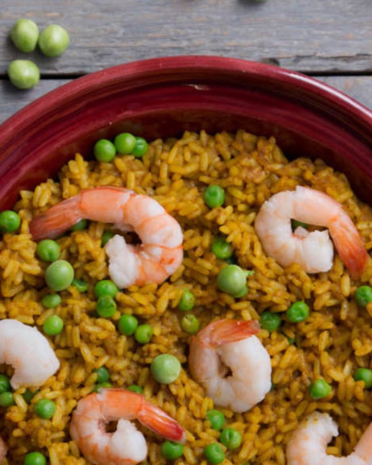 Riso al curry con piselli e gamberi - Riso Flora